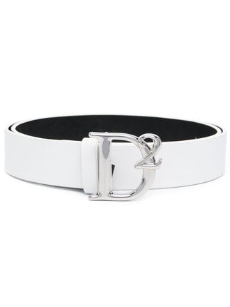 Dsquared2 ceinture en cuir &agrave; plaque logo - Blanc