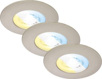 Briloner 3er Set LED Einbaustrahler 230V, LED Strahler Badezimmer IP44, Deckenstrahler, Spots, Deckenspots, Lichtfarbe einstellbar, Matt-Nickel