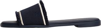 Tommy Hilfiger Damen Sandalen Fringe Canvas Flat Elegant, Blau (Space Blue), 40