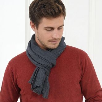 Bexley Echarpes Laine et Cashmere - Echarpes homme chevron bleu et gris