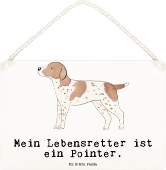 Mr. & Mrs. Panda Schild Pointer Lebensretter DIN A6 - Geschenk, Wandbild Holz, Deko, Holzschild, T&uuml;rschild, English, holzbild