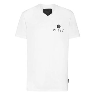 Philipp Plein V-Neck T-Shirt Plaque - - Tops - Herren - Wei&szlig; - 2XL