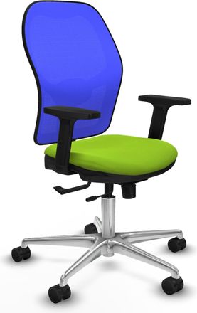 Piqueras y Crespo B&uuml;rostuhl mit 2D-Armen, h&ouml;henverstellbare Lendenwirbelst&uuml;tze, ausgestattet mit Syncro/Translack und Schaumstoff, R&auml;der 65 mm, Nylon, Blau/Pistazie