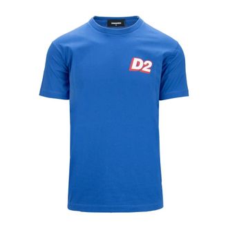 Dsquared2 Herren Slip-On T-Shirt mit Logo-Druck - - Tops - Herren - Blau - XS
