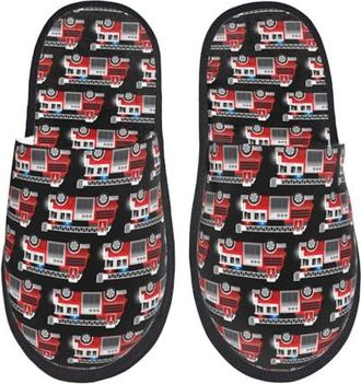 Generic Pantoufles Camion De Pompiers Et De Secours Doux Pantoufles En Coton Lavables Maison Slippers Pour Femmes H&ocirc;tel Int&eacute;rieur M