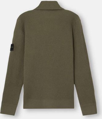 Stone Island Ribbed Wool Sweater - Olive Green