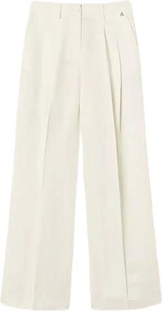 Twinset Femme, Pantalons, Blanc, Taille: 42 FR Pantalon Palazzo en m&eacute;lange de lin