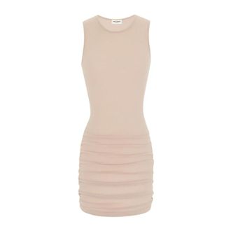 Saint Laurent Stretch T&uuml;ll Kurzes Kleid - - Dresses - Damen - Beige - M