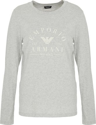 Emporio Armani Damen Logoband T-Shirt, grau, L