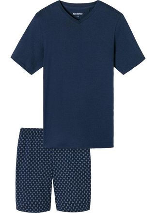 Schiesser Herren Pyjama blau Reine Baumwolle Gemustert