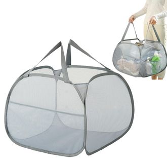 Generic Tragbarer Waschbeutel, Waschorganisator - Schmutzige Kleidung Waschkammer Organizer,Spielzeug Aufbewahrungsk&ouml;rbe Kapazit&auml;t Netzw&auml;sche Tasche f&uuml;r W&auml;sch