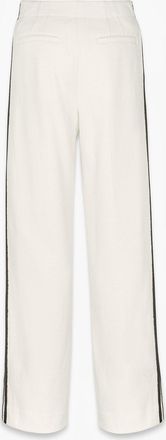 MCM Wide-Leg Boucl&eacute; with Diamond Hardware Trousers - White