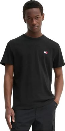 Tommy Jeans Schwarzes Baumwoll-T-Shirt Regular Fit - - Tops - Herren - Schwarzk - M