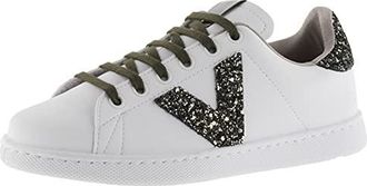 Victoria Basket Basse Tenis Effet Cuir & Pi&egrave;ces Paillet&eacute;es & Lacets en Contraste 1125244 pour Femme Musgo 36