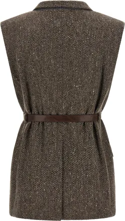 Brunello Cucinelli Herringbone Virgin Wool Vest - Taupe