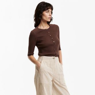 La Redoute Collections Pull Col Rond En Fine Maille C&ocirc;tel&eacute;e Laine Et Coton M&eacute;lang&eacute;s