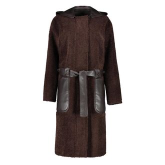 Low Classic Wendbare Faux Shearling Mantel mit Kapuze - - Coats - Damen - Braun - L