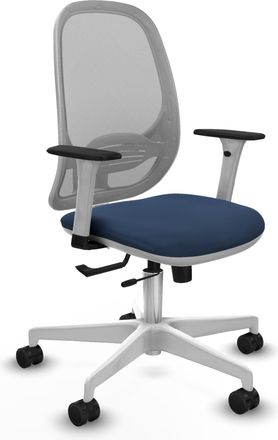 Piqueras y Crespo Blauer Schreibtischstuhl mit 1D-Armen, h&ouml;henverstellbare Lendenwirbelst&uuml;tze, ausgestattet mit Syncro/Translack und Schneidschaum, mit Rollen von 65 mm