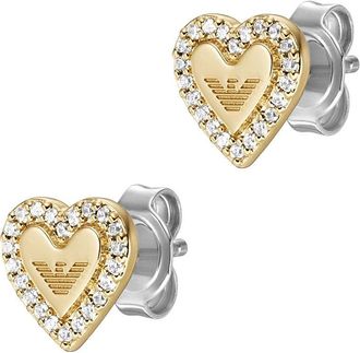 Emporio Armani Damen Ohrringe aus Edelstahl oder Halbedelsteinen mit Push-Back-Verschluss, Gelbgold