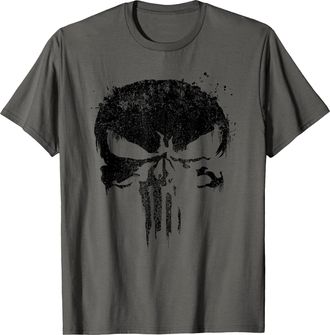 MARVEL Punisher Black Paint Splatter Skull T-Shirt