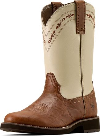 Ariat Womens Kearney Round Toe Western Boots in Beasty Brown Cream, B Medium Width, Size 38.5, by Ariat