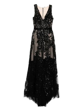 Saiid Kobeisy robe longue à broderies - Noir