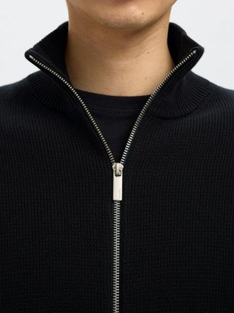 Selected Strickjacke SLMDANE LS KNIT STRUCTURE FULL ZIP NOOS Baumwolle, regular fit