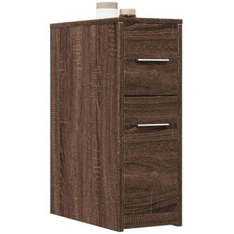 vidaXL vidaXL Armoire de salle de bain &eacute;troite avec roulettes ch&ecirc;ne marron