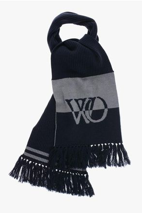 Off-white Two-Tone Virgin Wool Scarf with Fringes size Unica