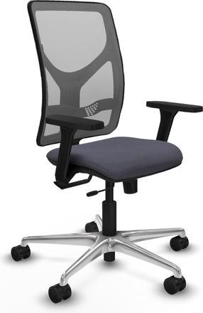 Piqueras y Crespo Hellgrauer Stuhl mit 3D-Armlehnen, h&ouml;henverstellbare Lendenwirbelst&uuml;tze, ausgestattet mit Syncro/Traslack und Schneideschaum. Mit Rollen von 65 mm Nyl