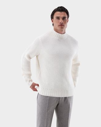 van Laack Stehkragenpullover mit Struktur und Kaschmir