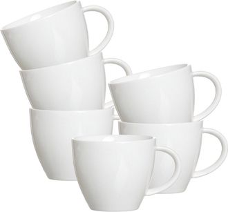 Ritzenhoff & Breker Melodie Kaffeetasse 190ml, 6er Set, Obertassen mit extravaganter Formensprache und schlichtem Design, Porzellan, Sp&uuml;lmaschinenfest, Wei&szlig;