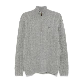 Polo Ralph Lauren Homme, Pulls, Gris, Taille: 2XL Pull &agrave; Demi-Fermeture &Eacute;clair