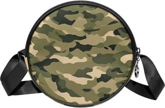 Generic Sac &agrave; bandouli&egrave;re Circle pour femme, petit sac &agrave; bandouli&egrave;re camouflage avec fermeture &eacute;clair, bretelles r&eacute;glables, sac &agrave; main rond d&eacute;contract&eacute; pour f