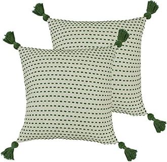 furn. Ezra Twin Pack-Feder gef&uuml;llte Kissen, Baumwolle, Salbei, 50 x 50cm, 2