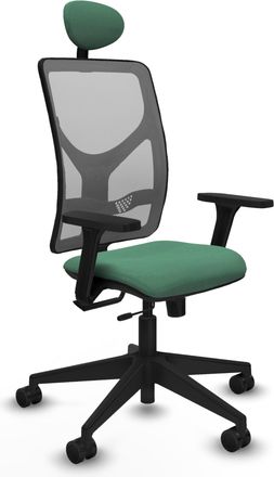 Piqueras y Crespo Schutzstuhl mit 3D-Armen, h&ouml;henverstellbarer Lendenwirbelst&uuml;tze und festem Kopfteil, ausgestattet mit Syncro/Traslack und Schneideschaum, Grau/Smaragd