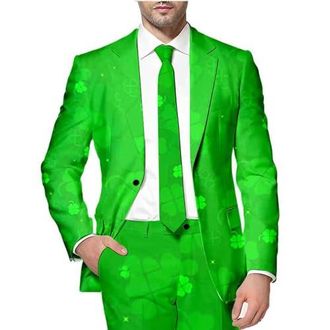 Generic Veste pour homme - Imprim&eacute; tr&egrave;fle &agrave; quatre feuilles - Multicolore - Veste de costume verte - Costume de f&ecirc;te pour carnaval et soir&eacute;es &agrave; th&egrave;me, 008, XX