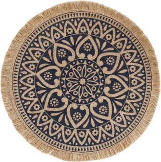 Valiclud Schwarzes Jute Tischset &Oslash;40Cm Platzset Tischunterlage f&uuml;r Esstisch Dekoratives Jute Platzdeckchen mit Fransen Formstabil und Vielseitig f&uuml;r Wohn und F