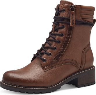 Jana Damen Stiefeletten zum Schnüren mit Blockabsatz Vegan, Braun (Cognac), 41 EU