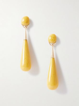 Dinosaur Designs Dew Drop Large Ohrringe Aus Harz Mit Goldfarbenen Details - Gelb