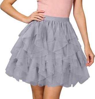 Generic Jupe Tulle Femme Tutu Jupe Jupes Femme Mini Festive &Eacute;t&eacute; - en Tulle &Eacute;tag&eacute;e A-Line Fluide pour Cosplay, Festivals Ou Journ&eacute;es Chaudes Ensoleill&eacute;es