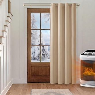 Miulee Rideaux Occultant Beige 140x300cm 1 Pièce à Oeillets-Rideaux Opaque Doux et Esthétiques Rideau Thermique Isolant Anti Froid Chaleur