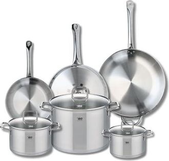 Fackelmann ELO 9513250 Batterie de cuisine 6 pi&egrave;ces, Ensemble de 3 Po&ecirc;les de cuisson 24, 28 et 32 cm et 3 faitouts 16, 20 et 26 cm Elo Profi Citrin, inox, induct