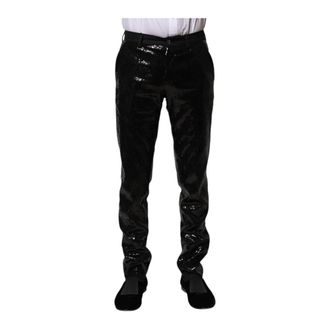 Dolce & Gabbana Schwarze Paillettenhose - - Trousers - Herren - Schwarzk - XS