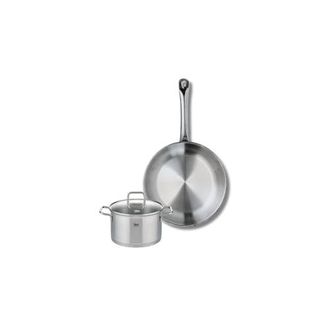 Fackelmann ELO 9692350 Batterie de cuisine 2 pi&egrave;ces, Ensemble de 1 Po&ecirc;le de cuisson 24 cm et 1 faitout 14 cm Elo Profi Citrin, inox, induction