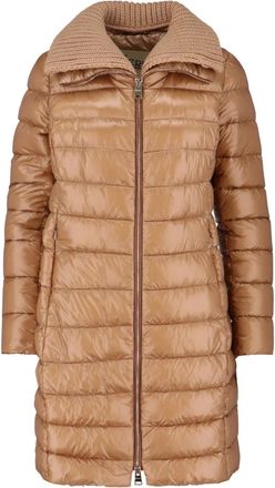 Herno doudoune matelassée à col en maille - Marron