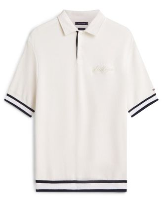 Tommy Hilfiger Strick-Poloshirt mit Kontrastb&uuml;ndchen, Classic Fit in