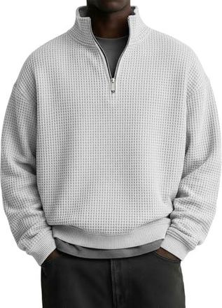 Generic Lightweigh Sweat-shirt uni pour homme 2026 doubl&eacute; en polaire avec fermeture &eacute;clair et col montant doubl&eacute; en polaire &eacute;pais de couleur unie pour entra&icirc;n