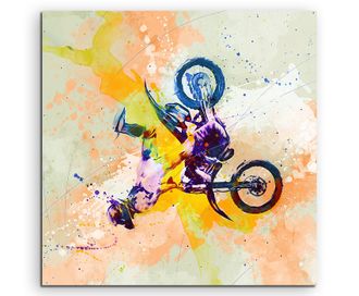 Paul Sinus Art Motorrad Xgames I 60x60cm Wandbild SPORTBILD Aquarell Art tolle Farben von Paul Sinus