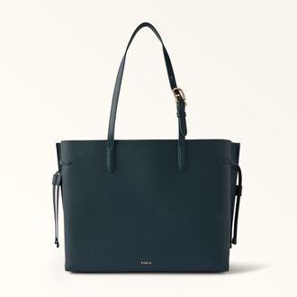 Furla Ava Tote-bag L Dark Forest Gr&uuml;n Doppeltes Pebble Kalbsleder Damen